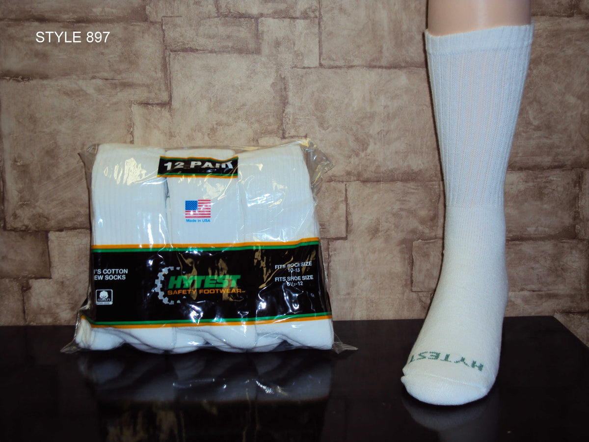 MENS HYTEST WHITE CREW SOCK – Safety Shoe Distributors Ohio